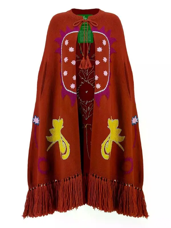PAULA Hand-embroidered Fringe Cape