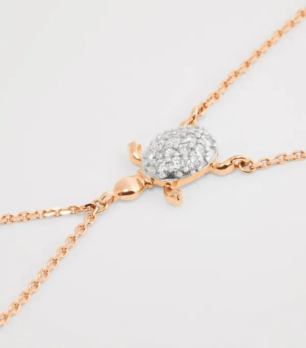 BEE GODDESS Rose Gold And Diamond Turtle Bracelet