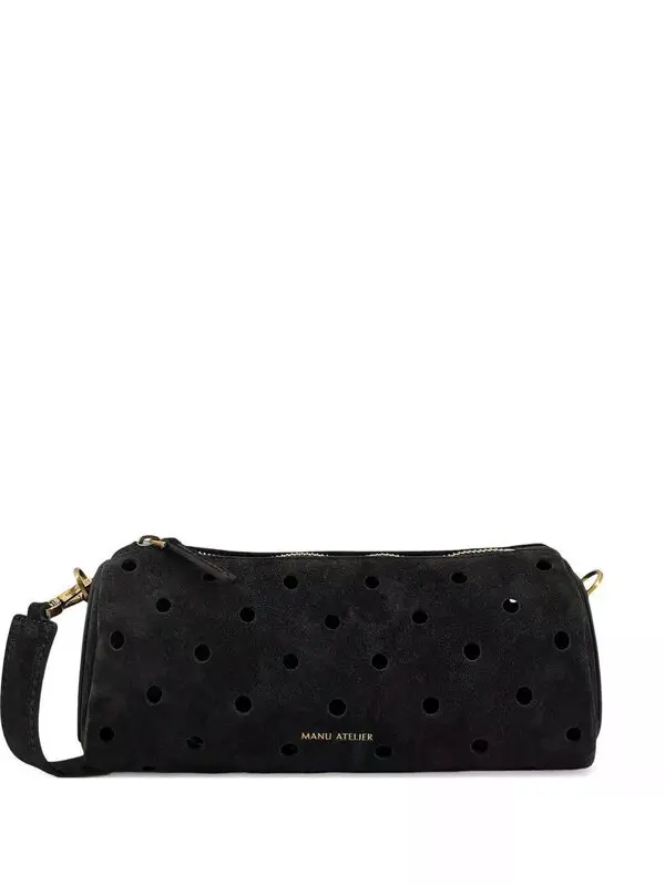 Manu Atelier Mini Cylinder Perforated Shoulder Bag - Black