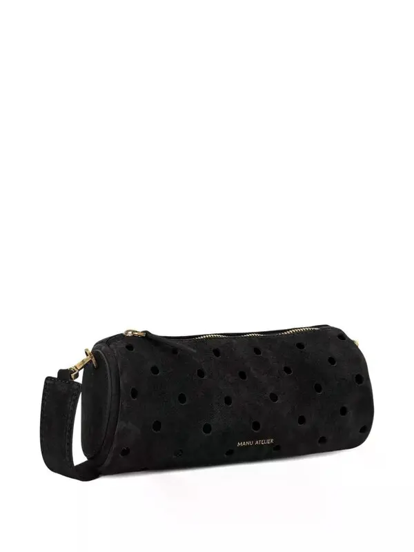 Manu Atelier Mini Cylinder Perforated Shoulder Bag - Black