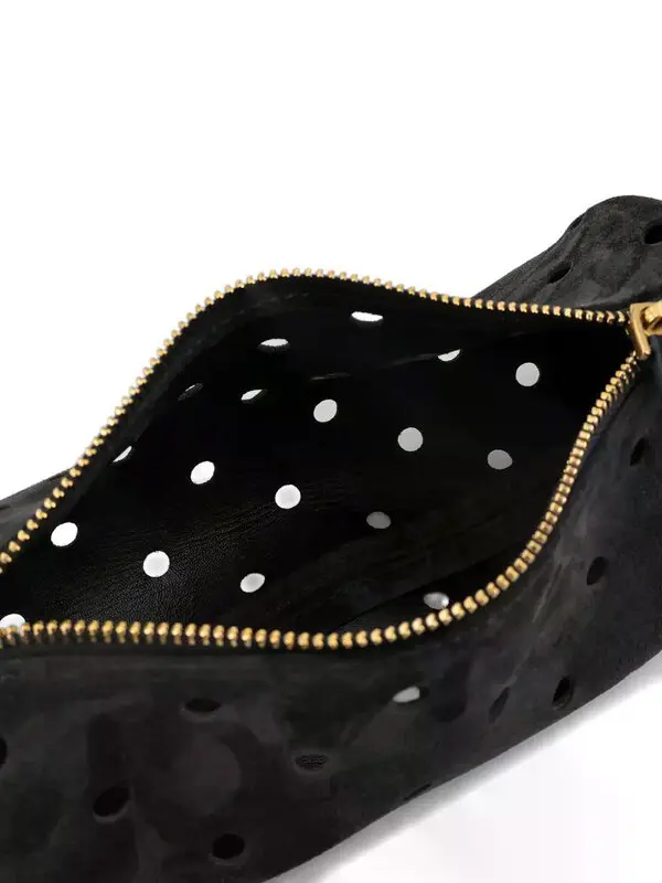 Manu Atelier Mini Cylinder Perforated Shoulder Bag - Black
