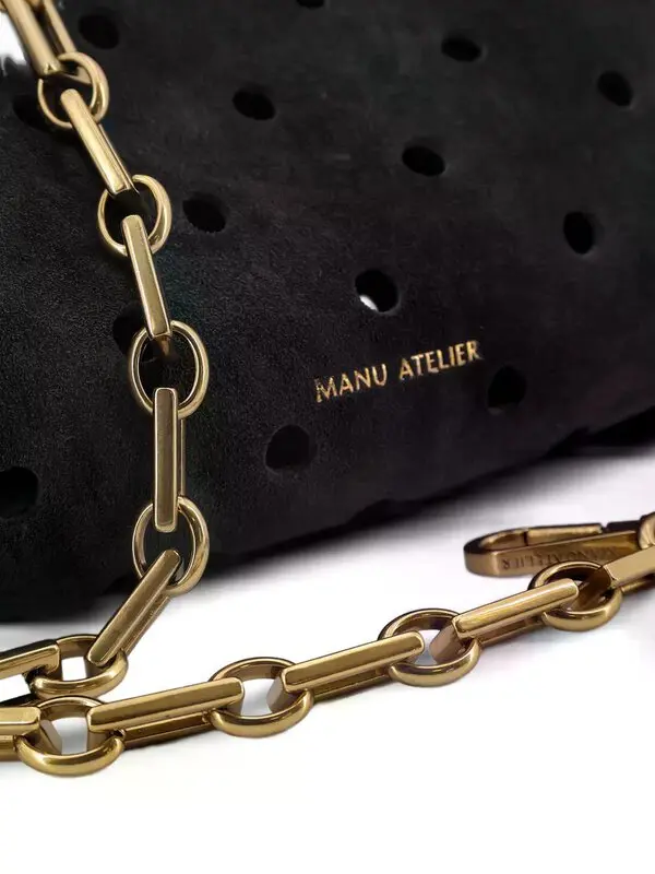 Manu Atelier Mini Cylinder Perforated Shoulder Bag - Black