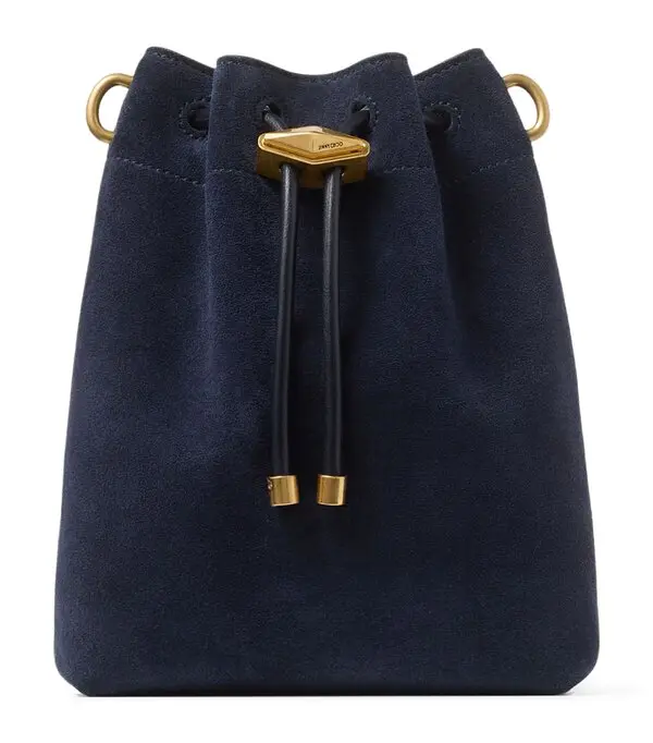 JIMMY CHOO Suede Cinch Mini Bucket Bag - Blue