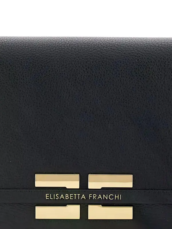 Elisabetta Franchi Logo Plaque Shoulder Bag - Black