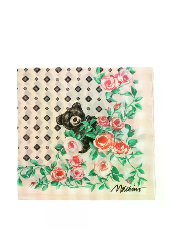 Moschino Floral-print Silk Scarf - Neutrals