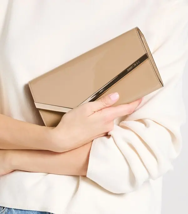 JIMMY CHOO Patent Leather Emmie Clutch - Brown