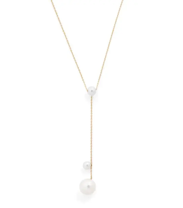 Sophie Bille Brahe Pearl And Trois Moon Necklace - Gold