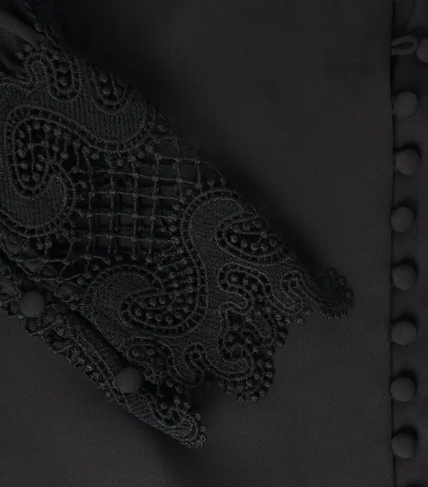 L'Agence Lace Trim Ava Blouse - Black