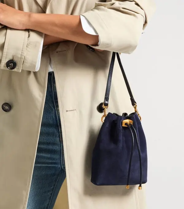 JIMMY CHOO Suede Cinch Mini Bucket Bag - Blue