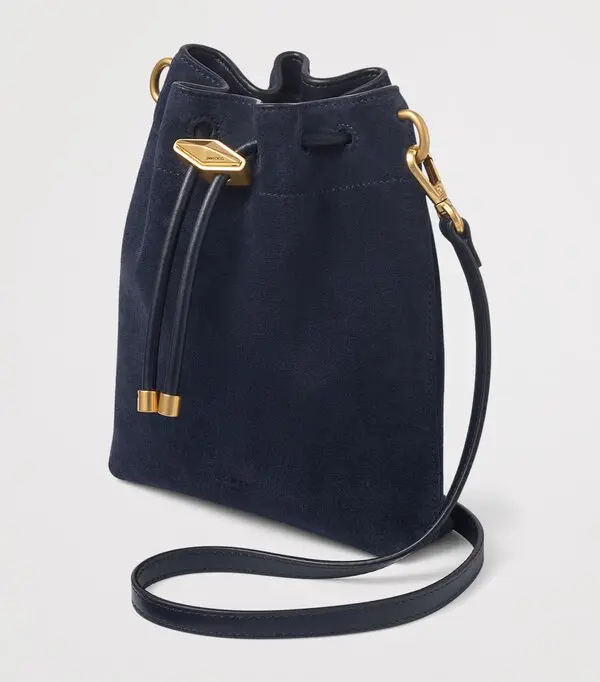 JIMMY CHOO Suede Cinch Mini Bucket Bag - Blue
