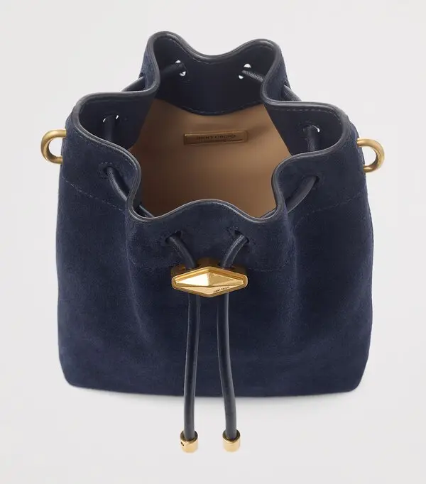 JIMMY CHOO Suede Cinch Mini Bucket Bag - Blue