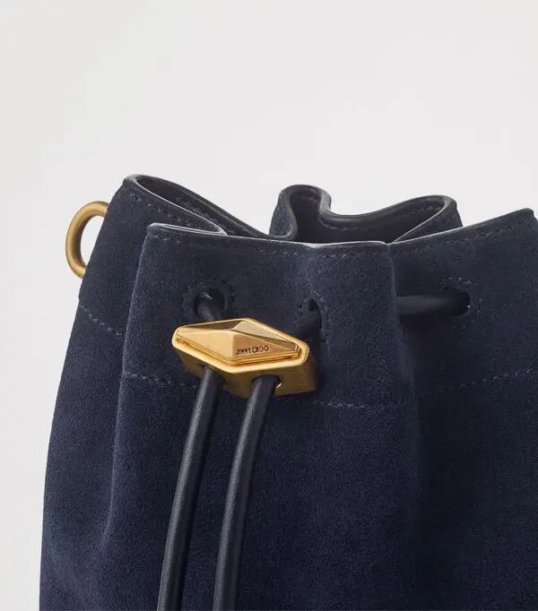 JIMMY CHOO Suede Cinch Mini Bucket Bag - Blue