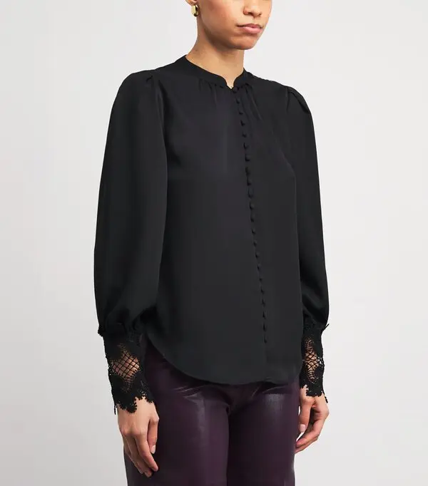 L'Agence Lace Trim Ava Blouse - Black