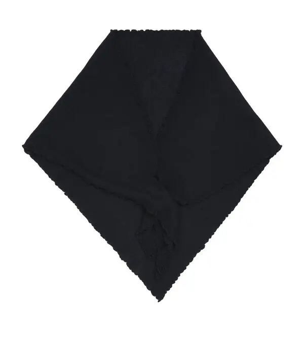 ALLUDE Cashmere Lettuce-hem Wrap - Navy