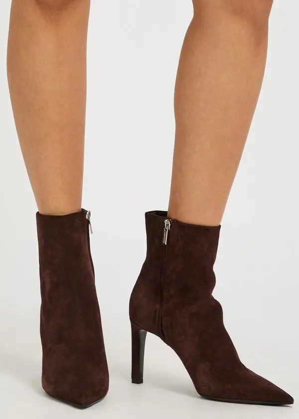 JIMMY CHOO Frankie 85 Suede Ankle Boots - Brown