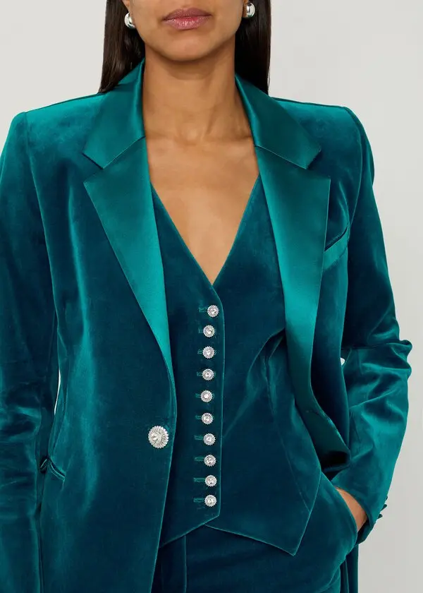 Rabanne Waist Coat-effect Velvet Blazer