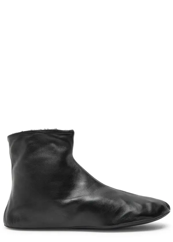 THE ROW Stella Shearling-lined Leather Ankle Boots - Black