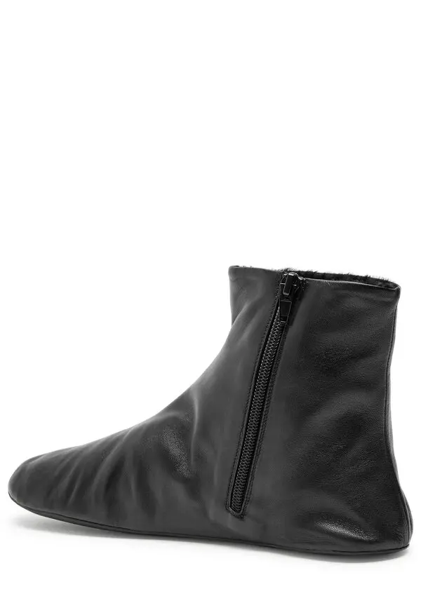 THE ROW Stella Shearling-lined Leather Ankle Boots - Black