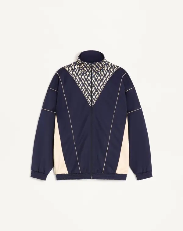 Valentino Garavani Acetate Zip-up Sweatshirt With Inlaid Print - Blue/butter