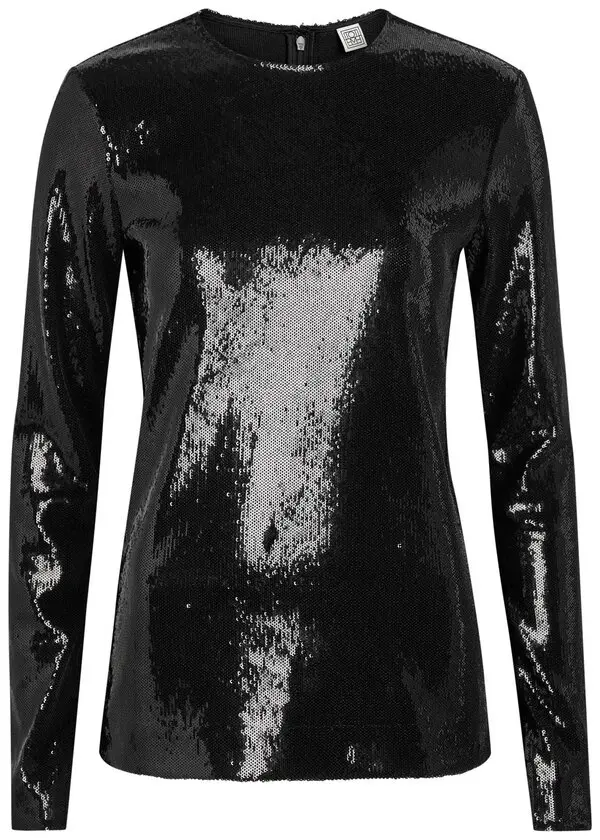 TOTEME Sequin Round-neck Top - Black