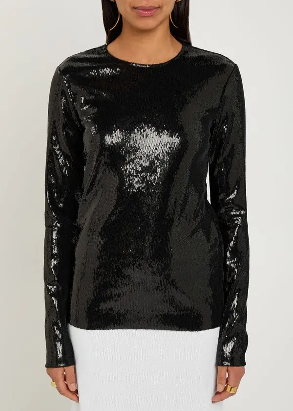 TOTEME Sequin Round-neck Top - Black