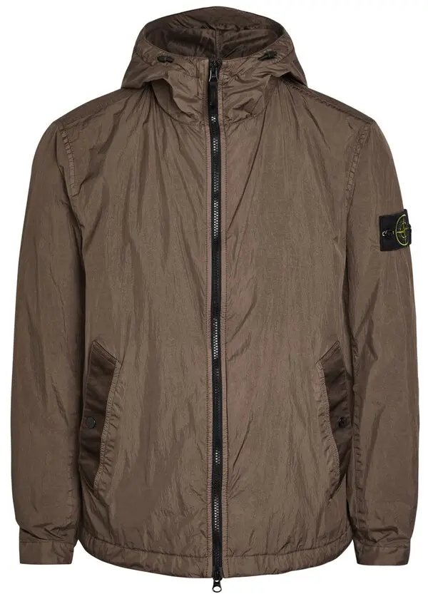 Stone Island Hooded Crinkled Shell Jacket - Burgundy