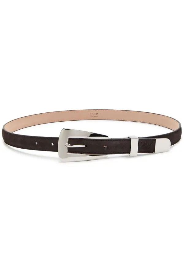 Khaite Lucca Suede Belt - Dark Brown
