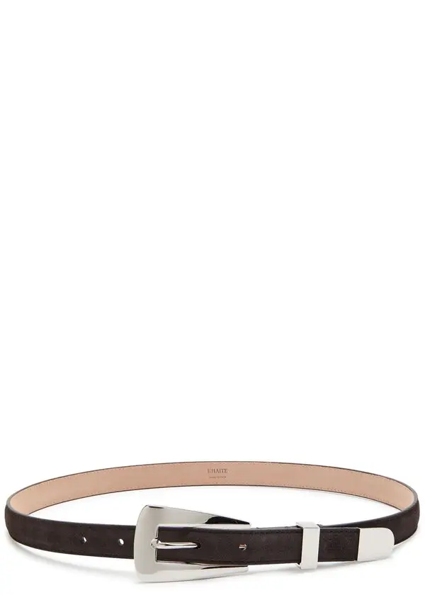 Khaite Lucca Suede Belt - Dark Brown