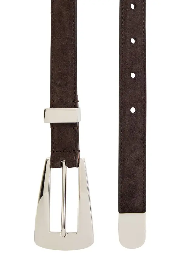 Khaite Lucca Suede Belt - Dark Brown