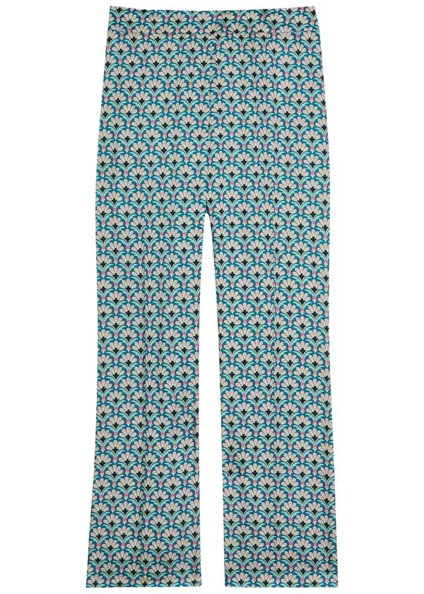 Etro Patterned Satin Trousers - Blue