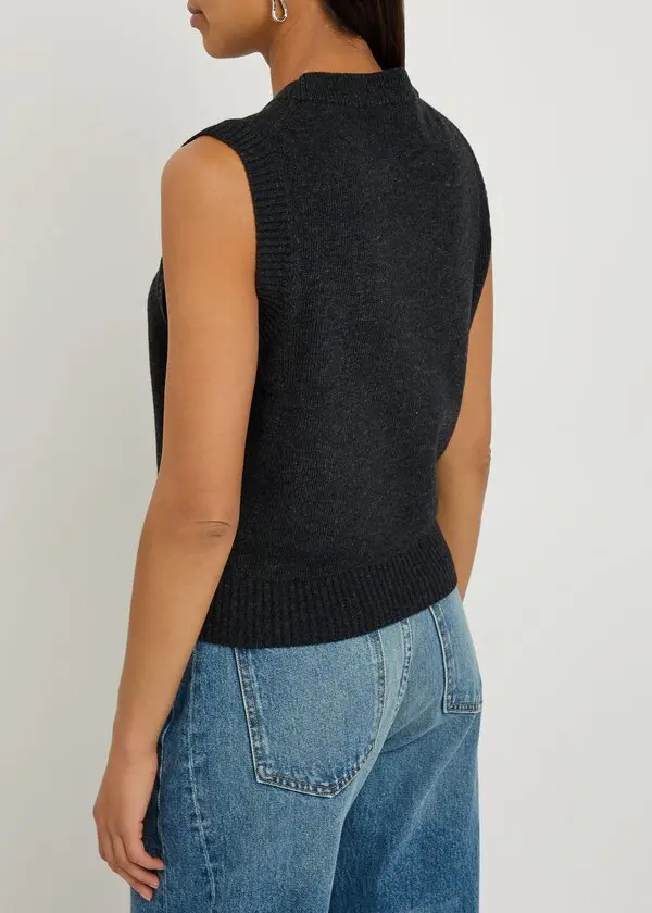 GANNI Logo And Cherry Intarsia Wool-blend Vest - Black