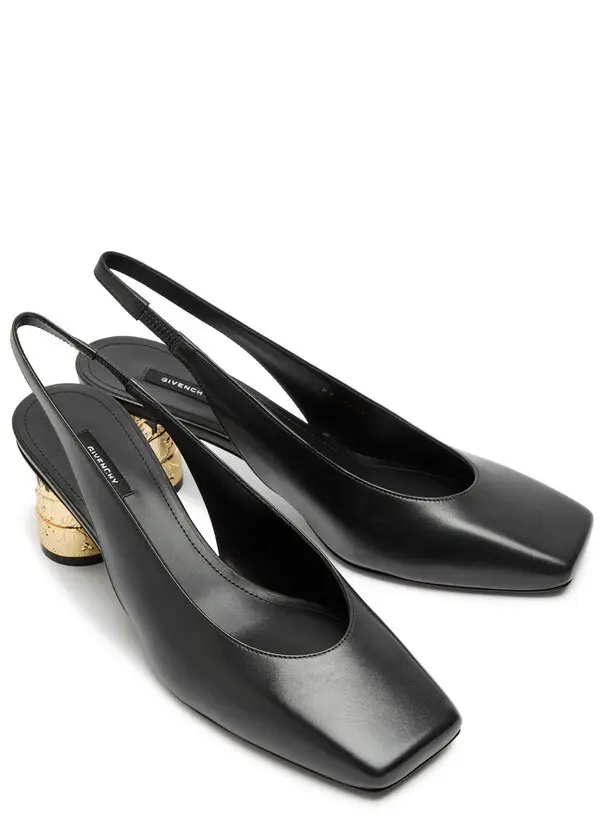 Givenchy Leather Slingback Pumps With Block Heel - Black