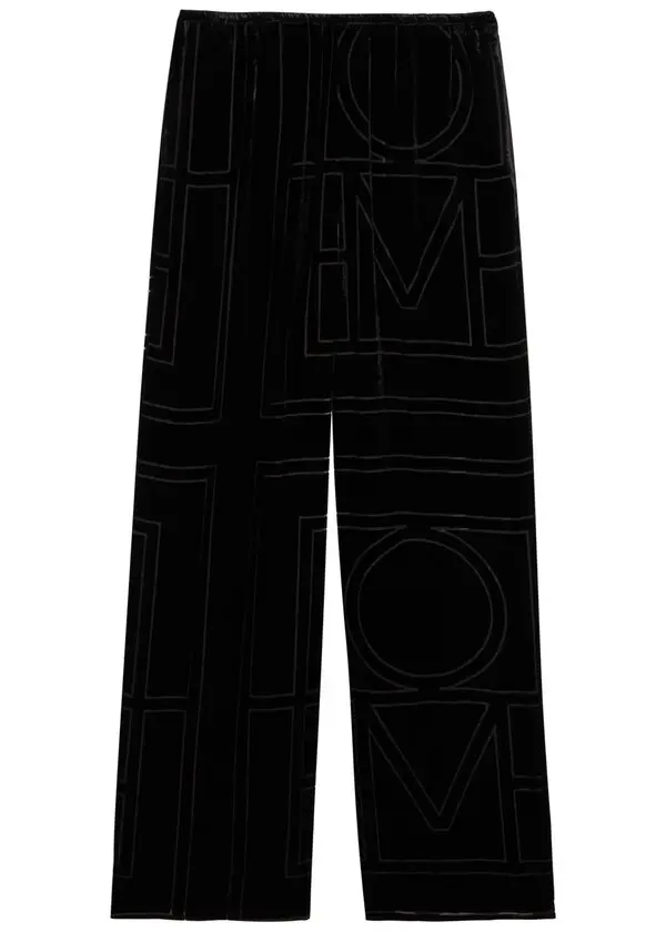 TOTEME Monogram Devore Velvet Pyjama Trousers - Black
