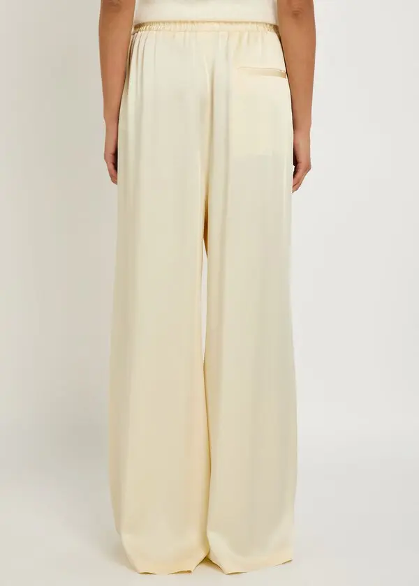 Stella McCartney Logo-embroidered Satin Trousers - Cream