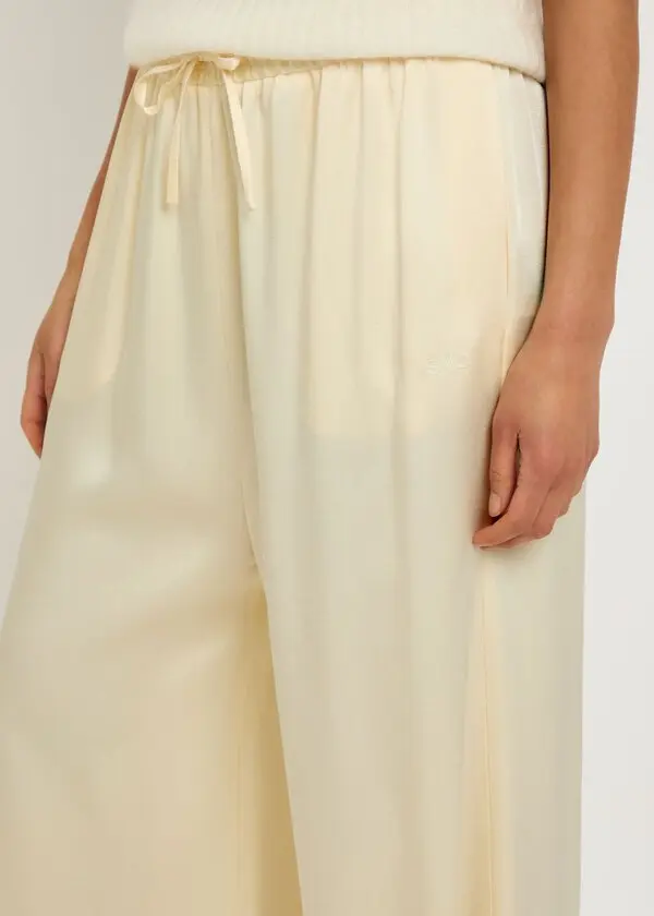 Stella McCartney Logo-embroidered Satin Trousers - Cream