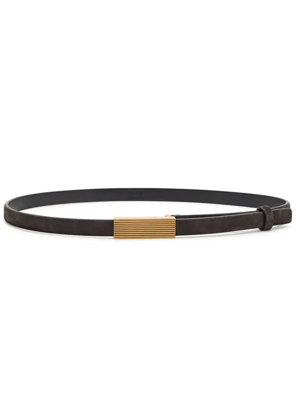 Khaite Empire Suede Belt - Dark Brown