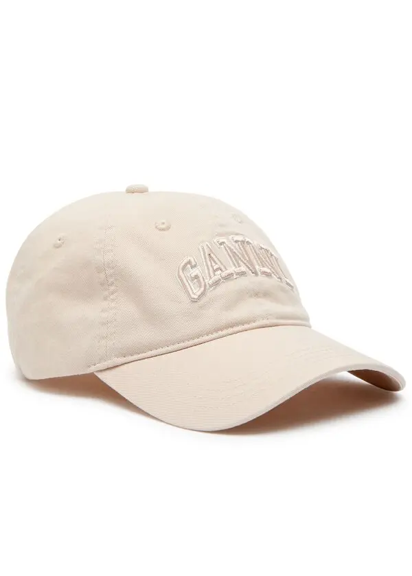 GANNI Logo-embroidered Canvas Cap - Ivory