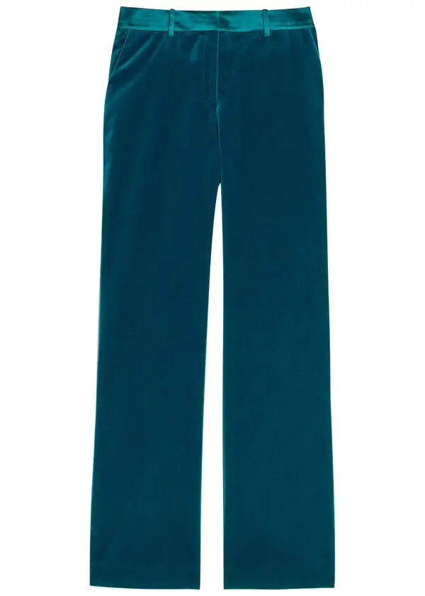 Rabanne Straight-leg Velvet Trousers - Turquoise