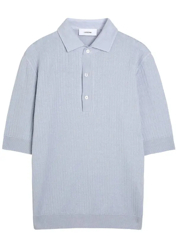 LARDINI Ribbed Linen-blend Polo Shirt