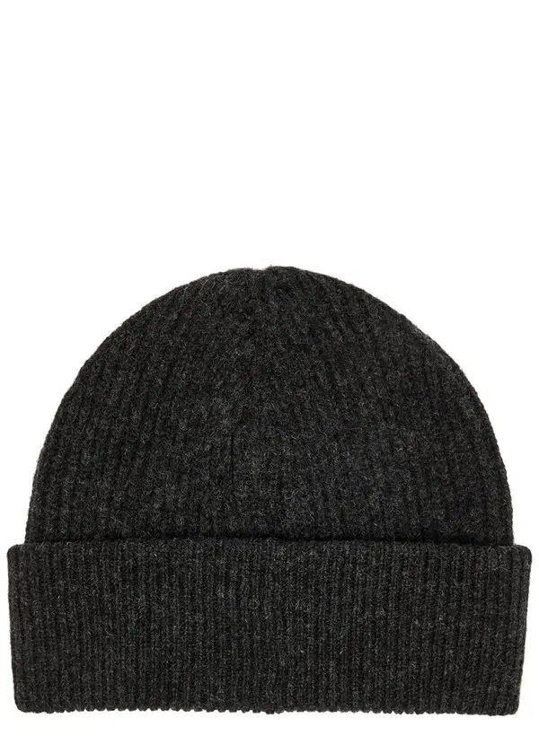 GANNI Ribbed Wool-blend Beanie - Grey