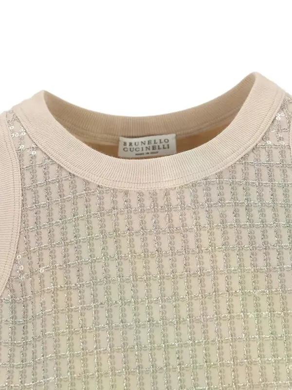 Brunello Cucinelli Sequin-embellished Grid Top