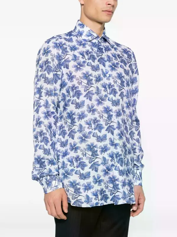 Isaia Floral-pattern Long-sleeve Shirt