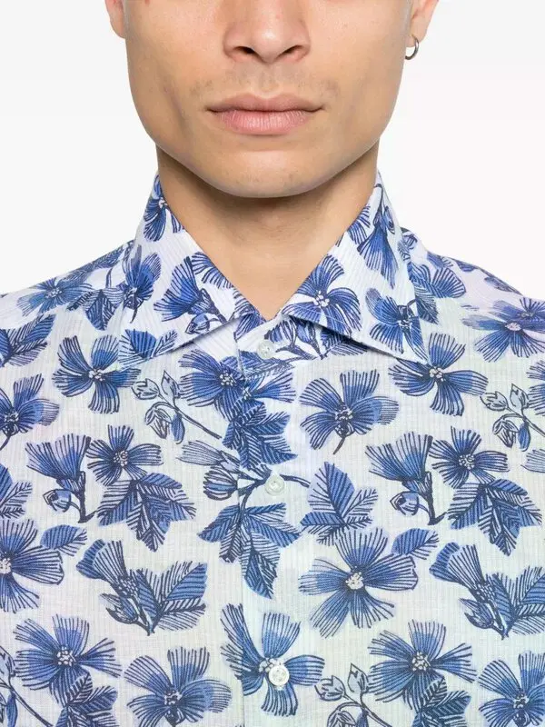 Isaia Floral-pattern Long-sleeve Shirt