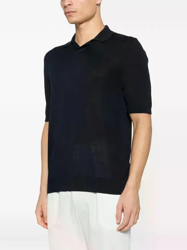 Eleventy Knitted Cotton Polo-collar T-shirt