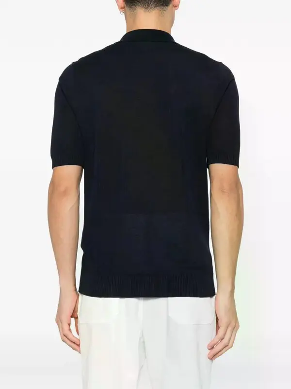 Eleventy Knitted Cotton Polo-collar T-shirt