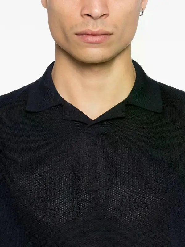 Eleventy Knitted Cotton Polo-collar T-shirt