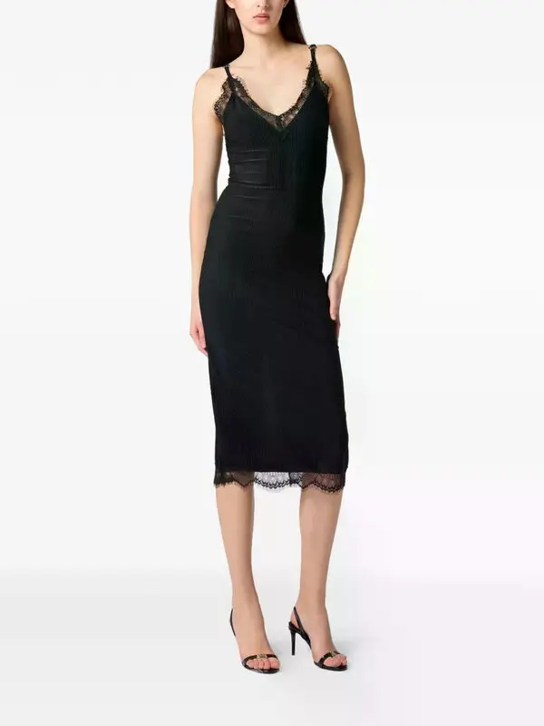 Philipp Plein Midi Lace Dress - Black