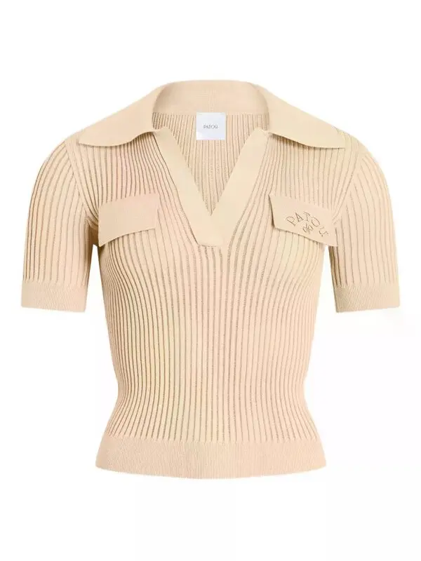 PATOU Embroidered-logo Top - Neutrals