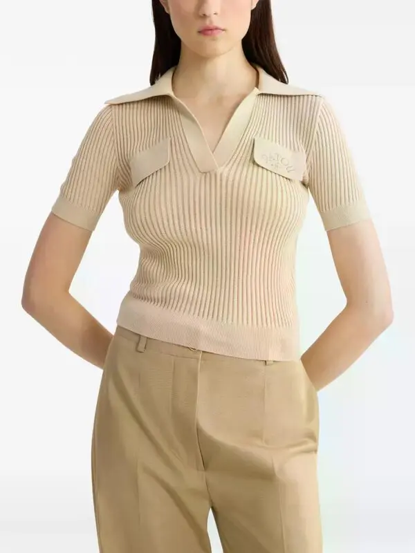 PATOU Embroidered-logo Top - Neutrals