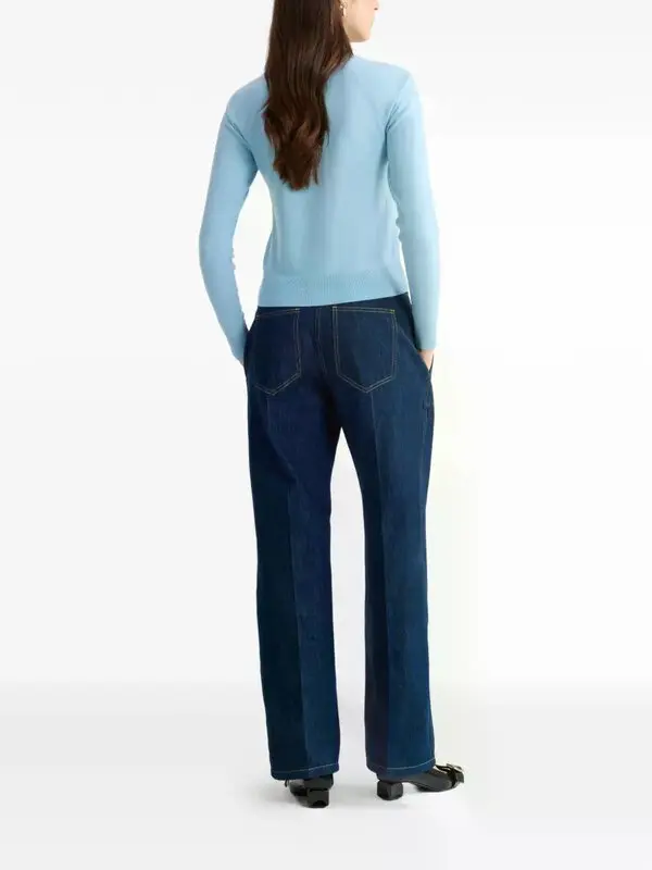 PATOU Logo-detail Long-sleeved Sweater - Blue